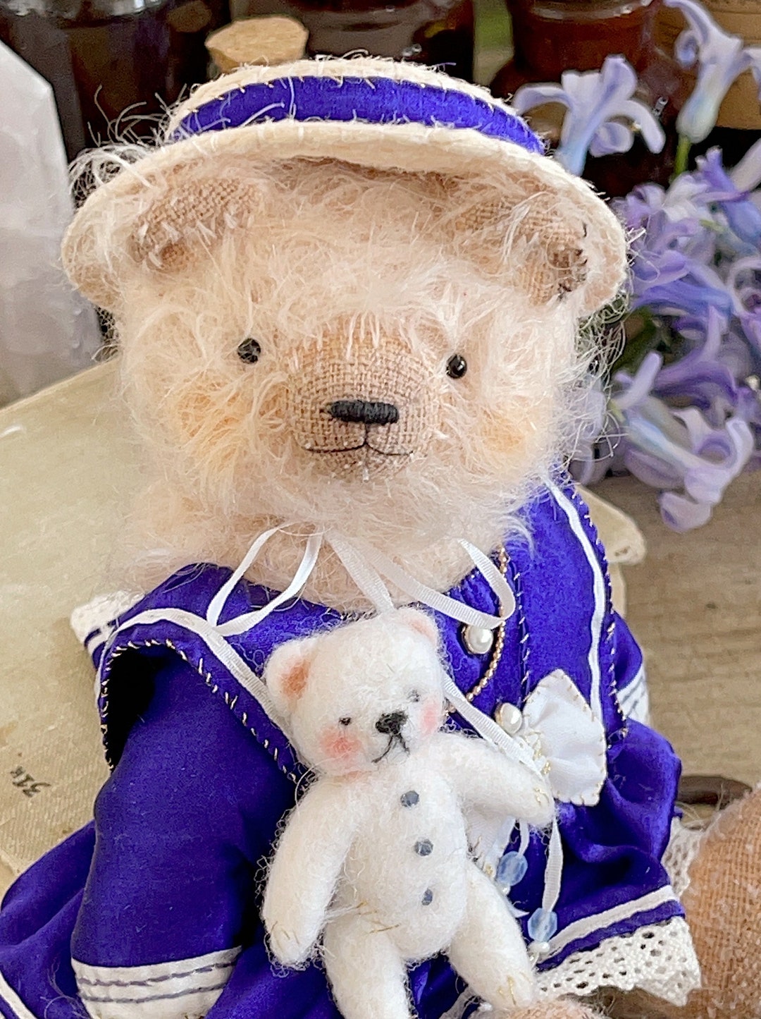 OOAK Mohair Teddy Bear - Miniature Figurine for Collectors - Handmade ...