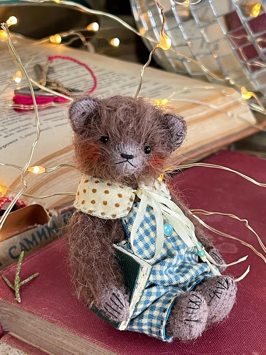 Handmade Mini Mohair Teddy Bear - Unique Stuffed Toy 8 Cm Collectible ...