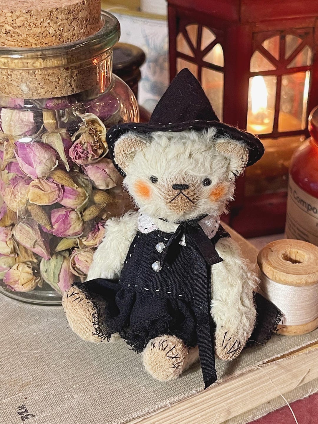 Teddy Bear Witch , Handmade Halloween Decore , Artist Plush Ted ...