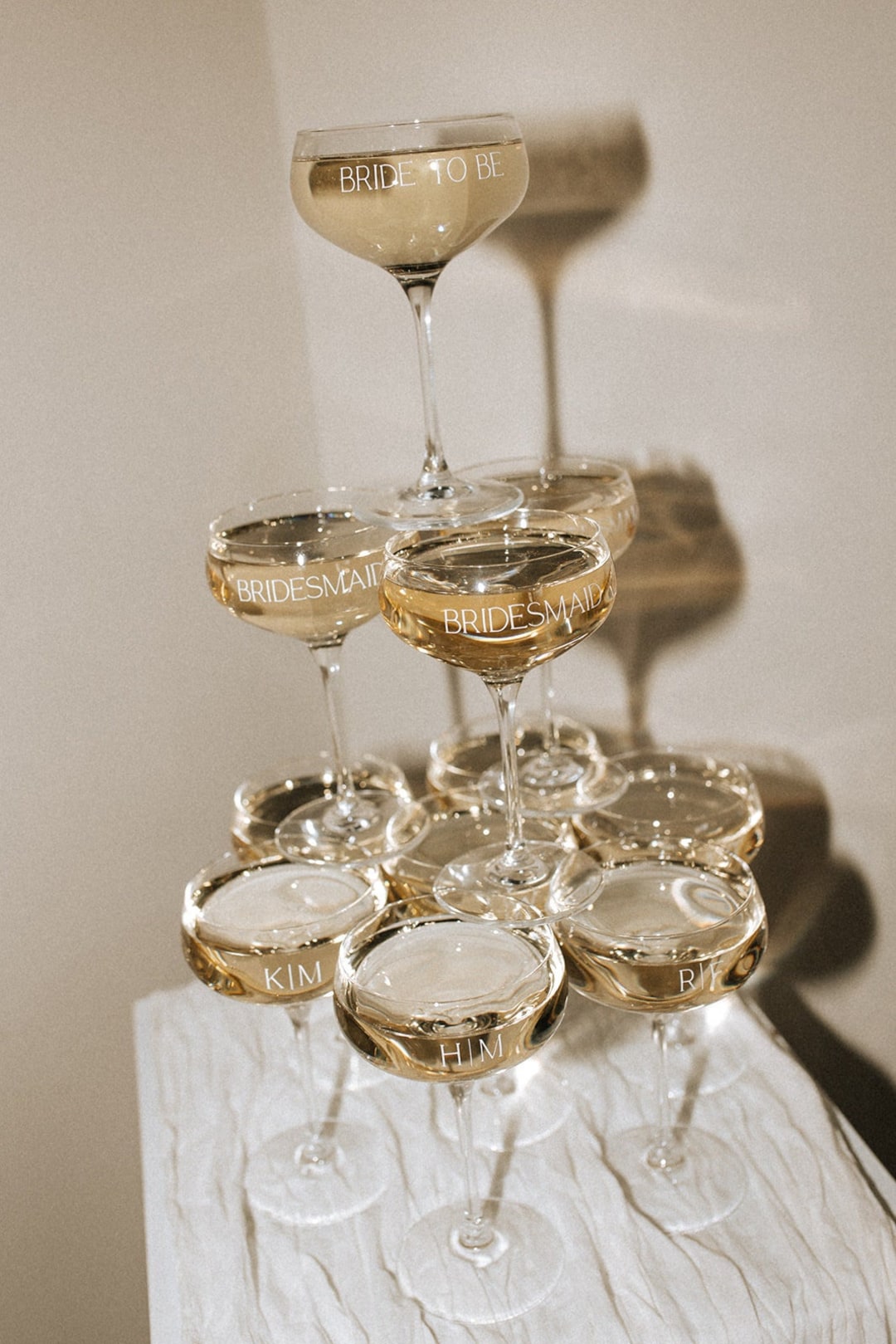 Personalized Champagne Coupe Tower Set: Bride & Groom Wedding Keepsake ...