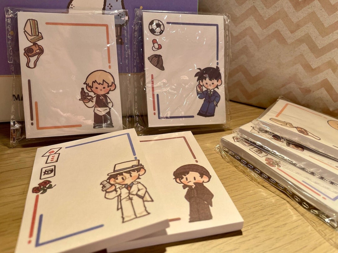 Detective Conan Sticky Notes Cute Kawaii Drawing Cartoon Style Notepad ...