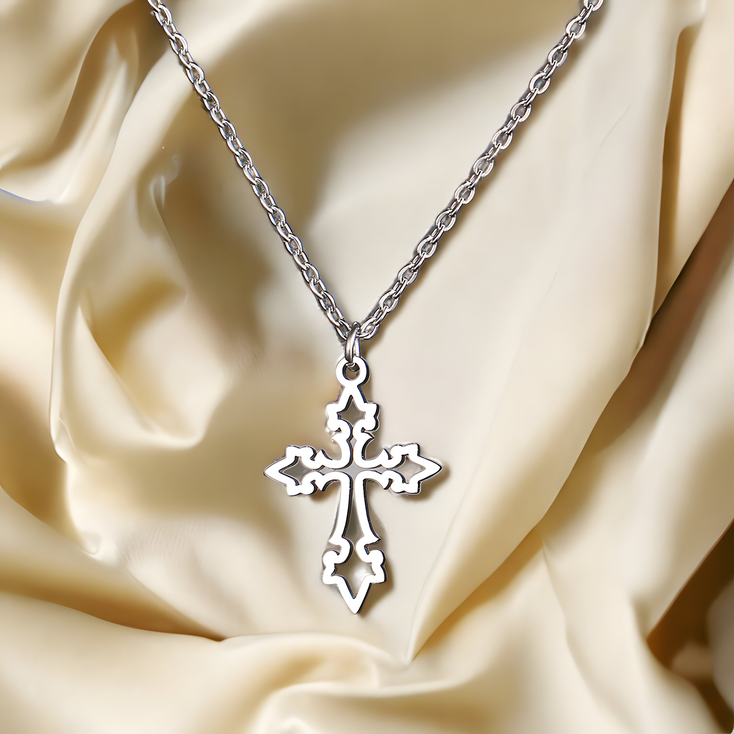 Gold Gothic Cross Pendant Necklace Tiny Cross Pendant Choker - Etsy