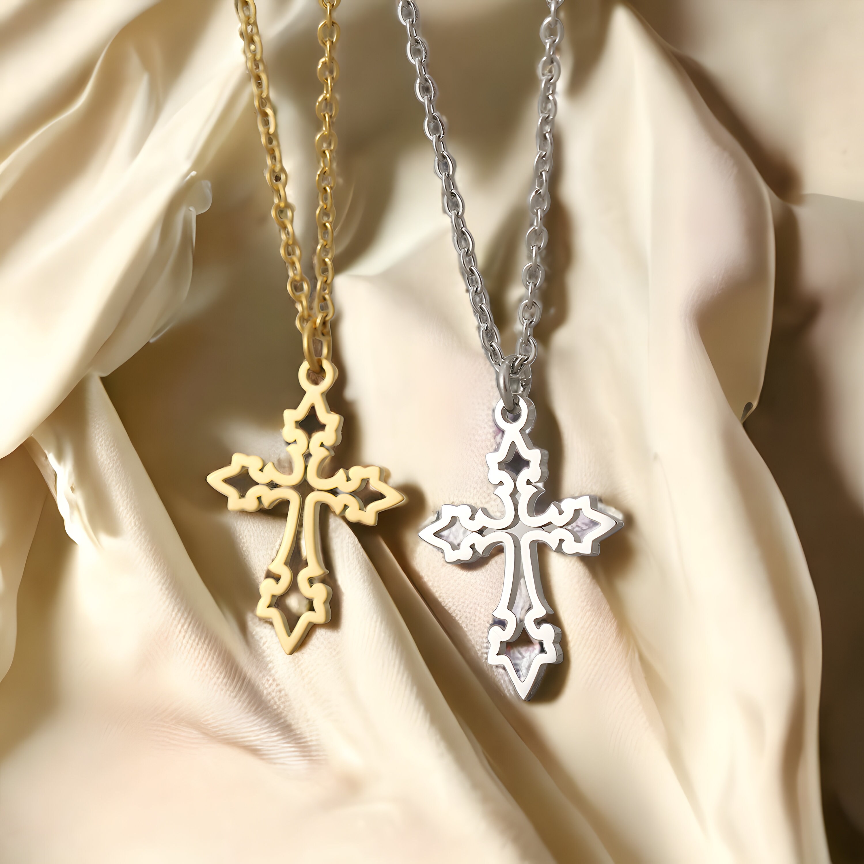 Gold Gothic Cross Pendant Necklace Tiny Cross Pendant Choker - Etsy