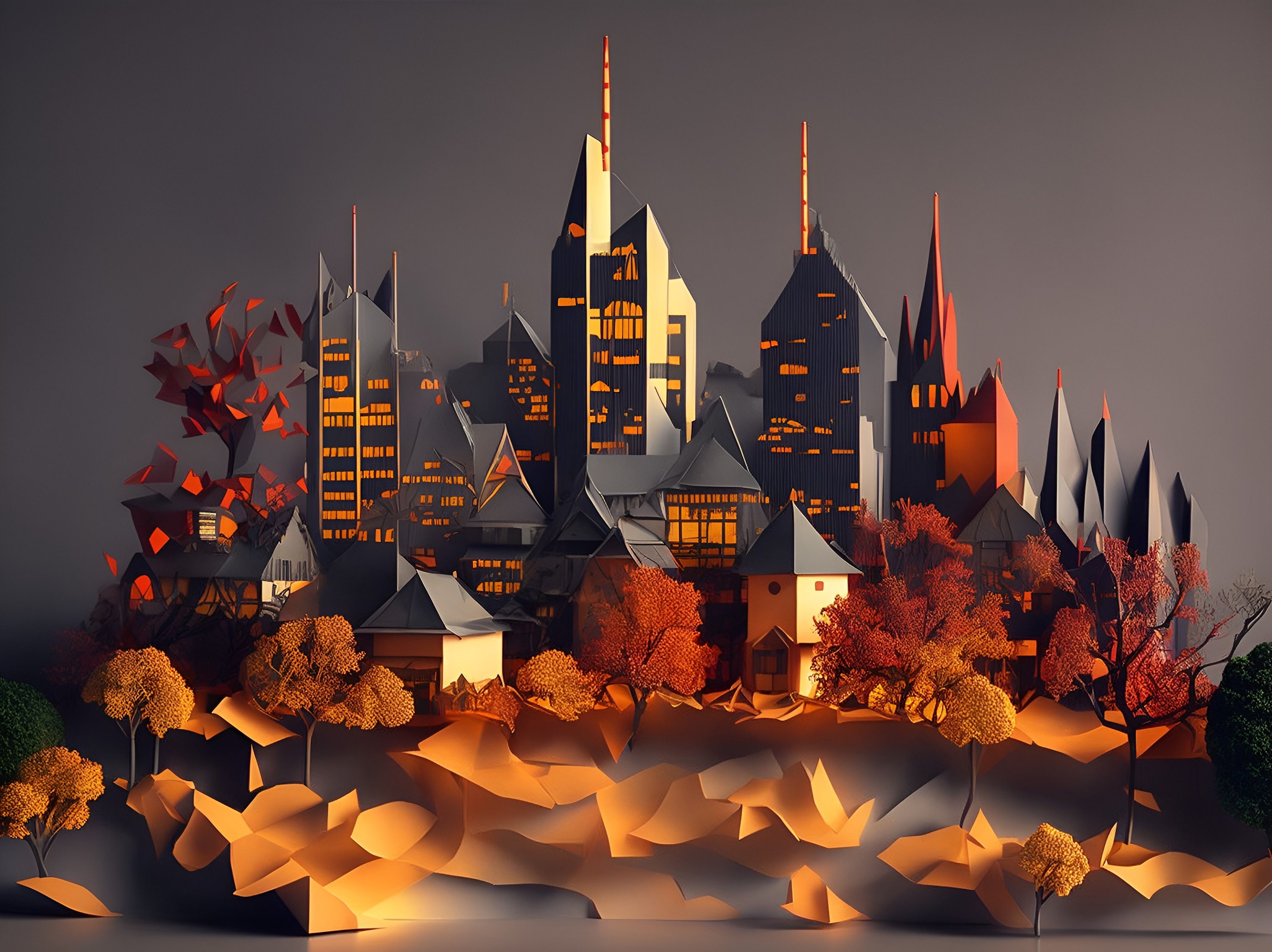 Frankfurt Skyline Paper Art - Etsy