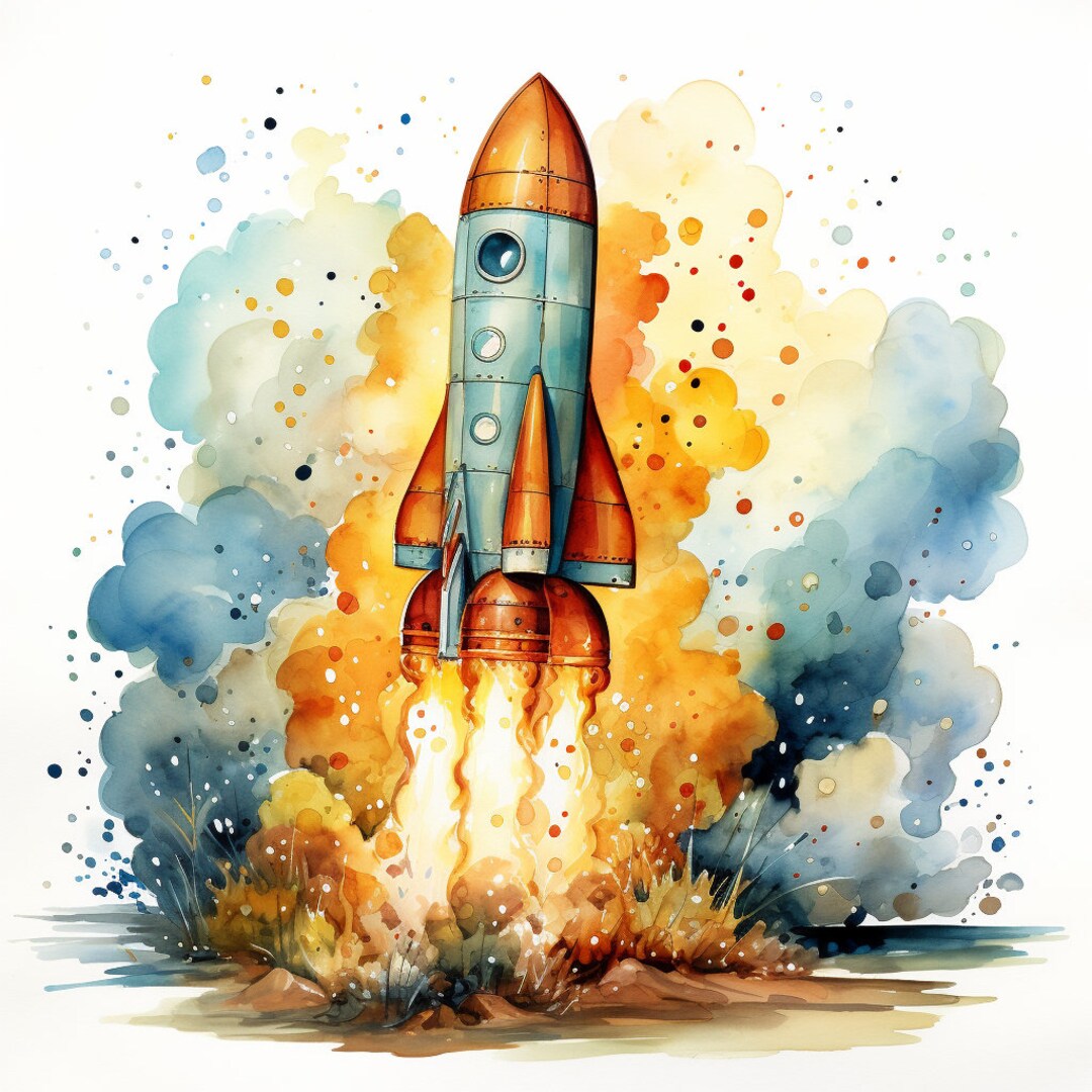 Space Rocket Launch Clipart 4 High Quality Jpgs Instant Download ...