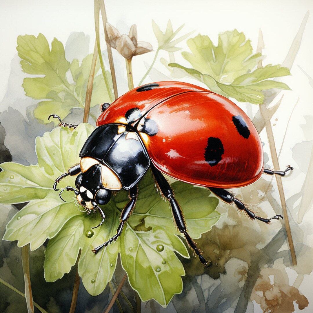 Ladybird Watercolour Painting Realistic Clipart 4 High Quality Jpgs ...