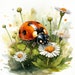 Cute Ladybug Watercolour Painting Clipart 4 High Quality Jpgs Instant ...