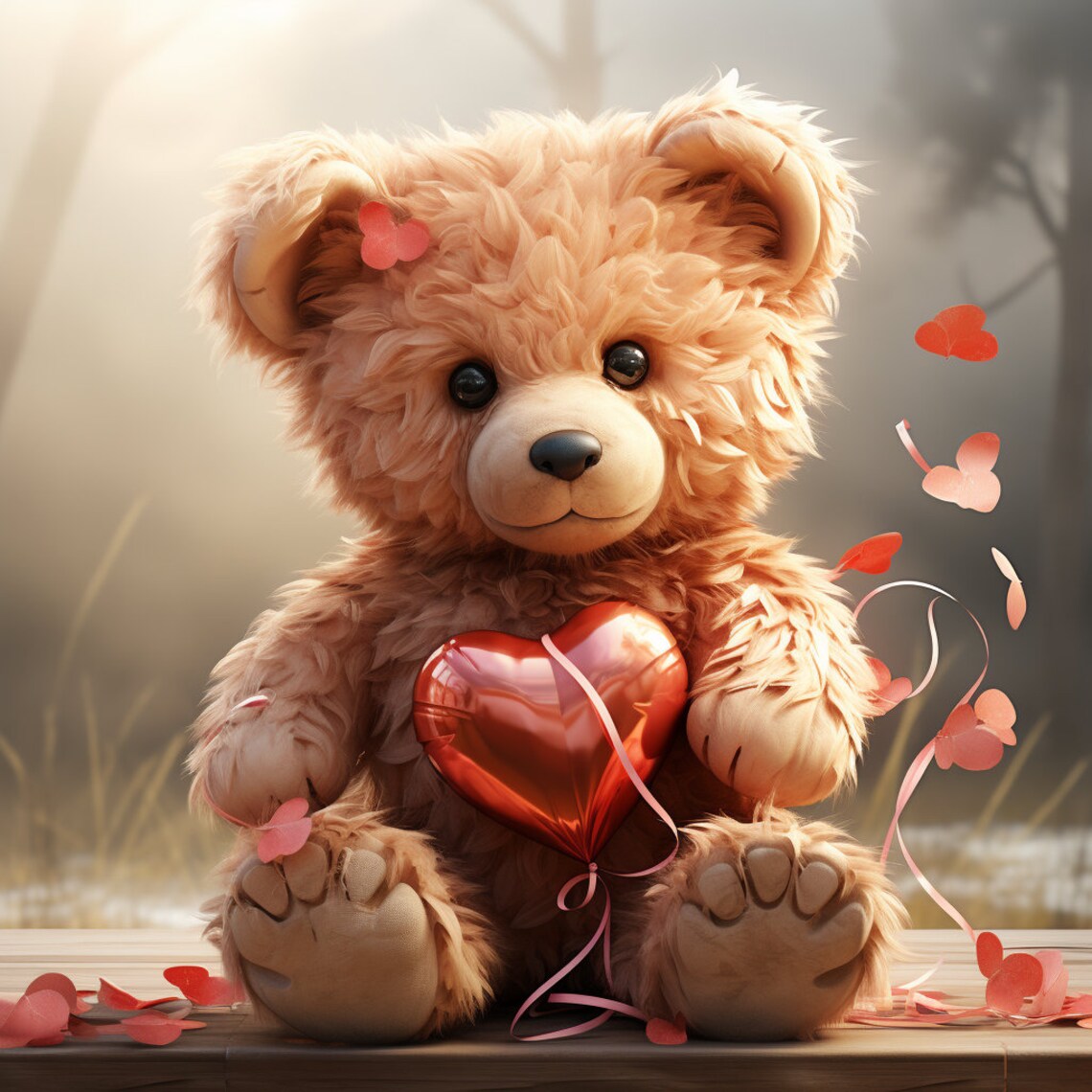 Cute Teddy Bear Heart Clipart 4 High Quality Jpgs Instant Download ...