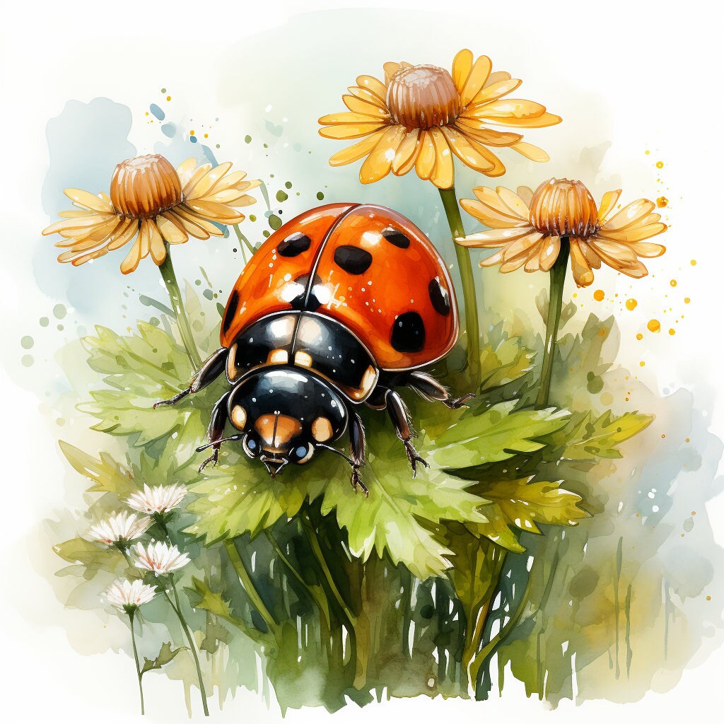Cute Ladybug Watercolour Painting Clipart 4 High Quality Jpgs Instant ...