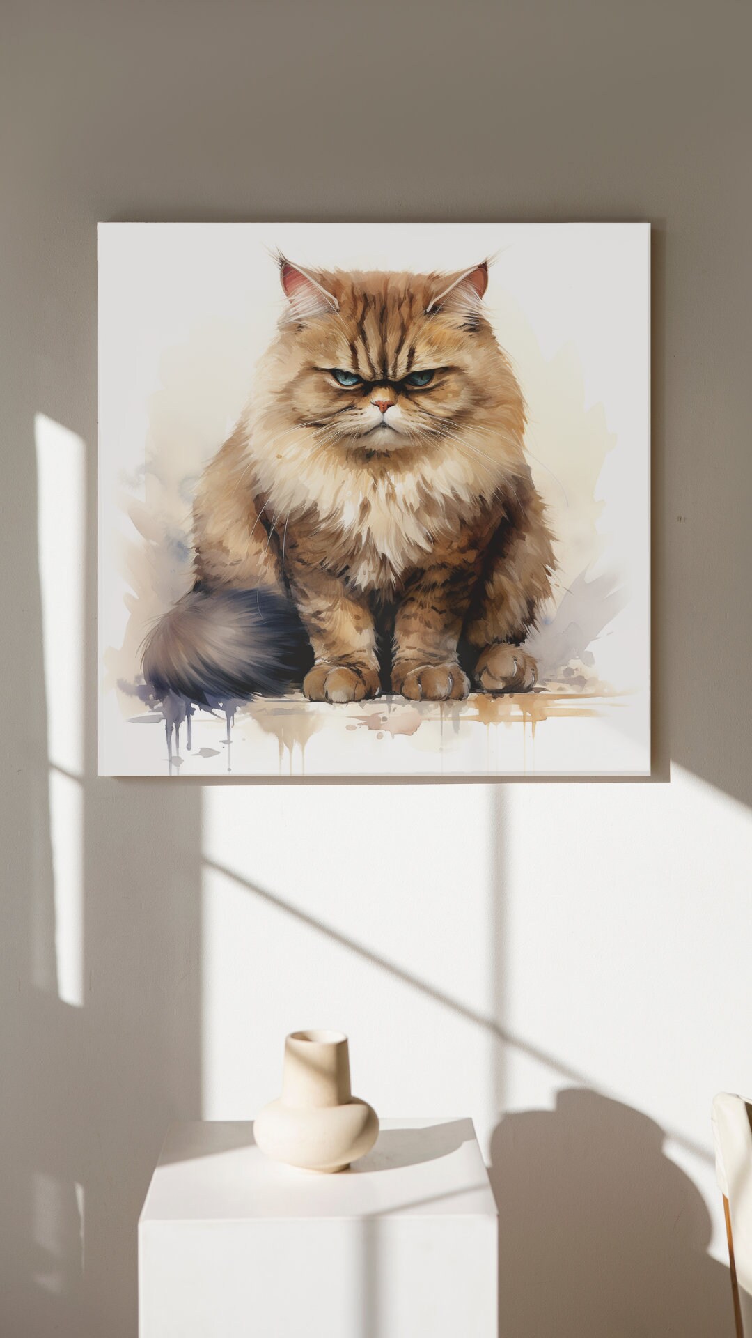 Grumpy Fat Cat Watercolour Painting Clipart 4 High Quality Jpgs Instant ...