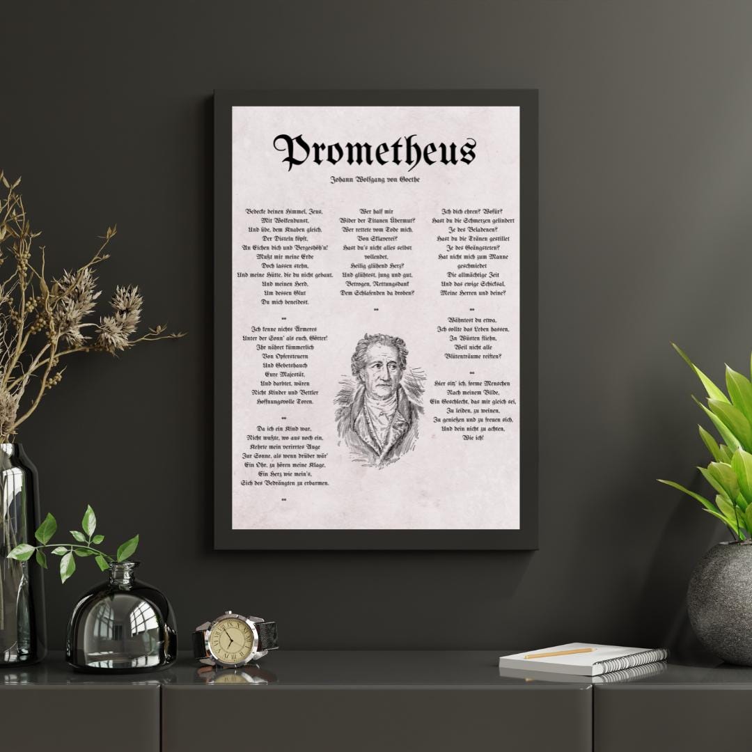 Goethe Poster "prometheus" – Literary Poem as Wall Art | Digital Art ...