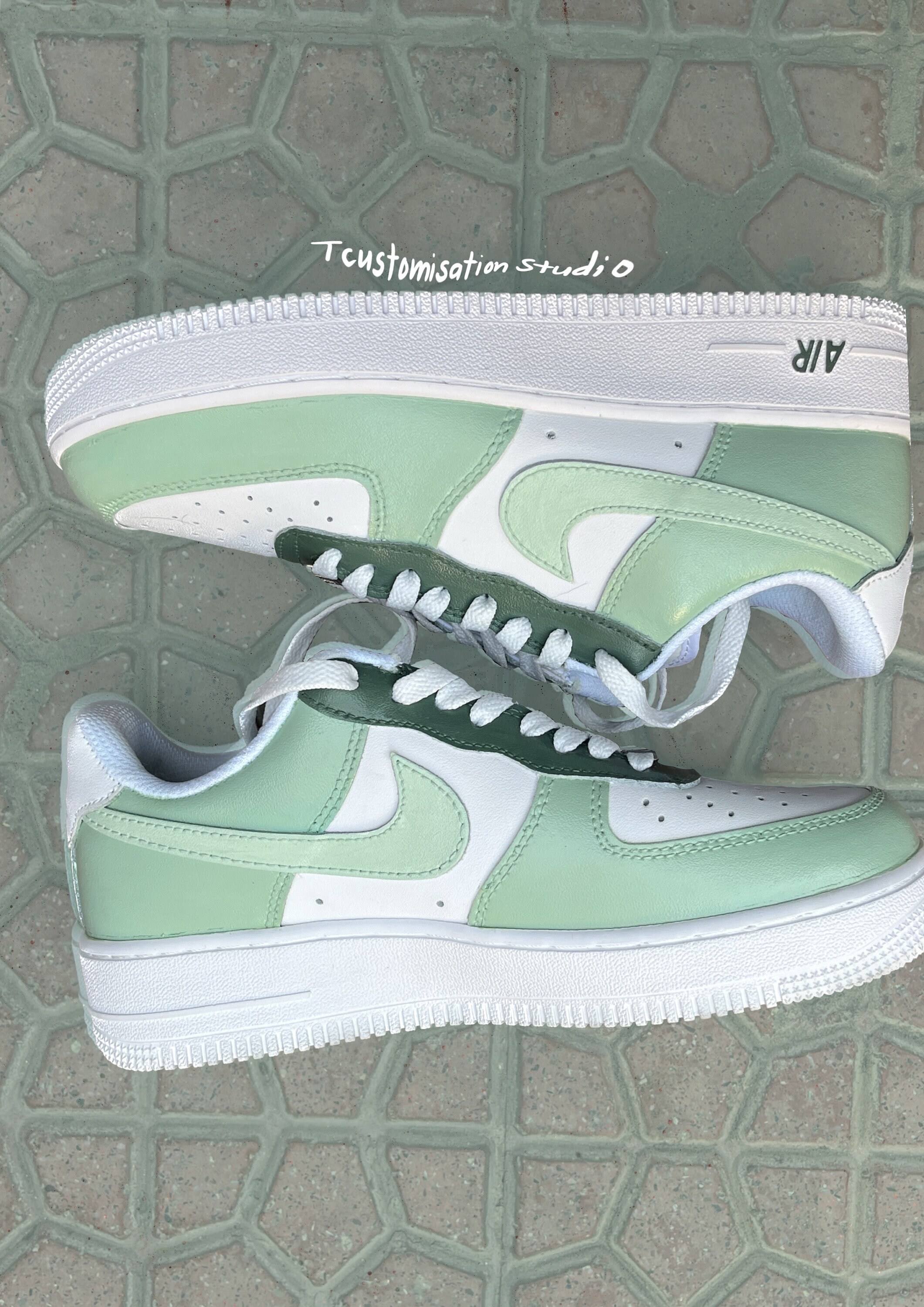 GREEN MATCHA Theme Air Force 1 Custom Sneakers Personalized Shoes ...