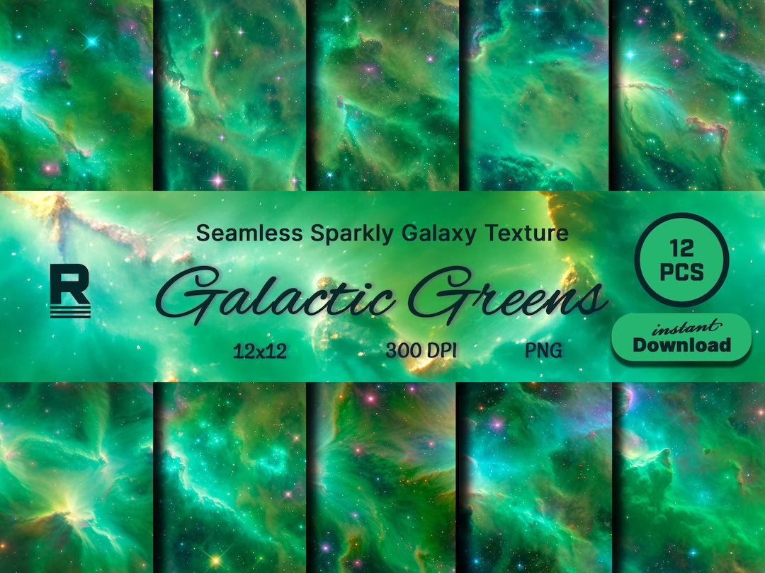 Seamless Galaxy & Nebula Textures in Enchanting Greens 12 High ...