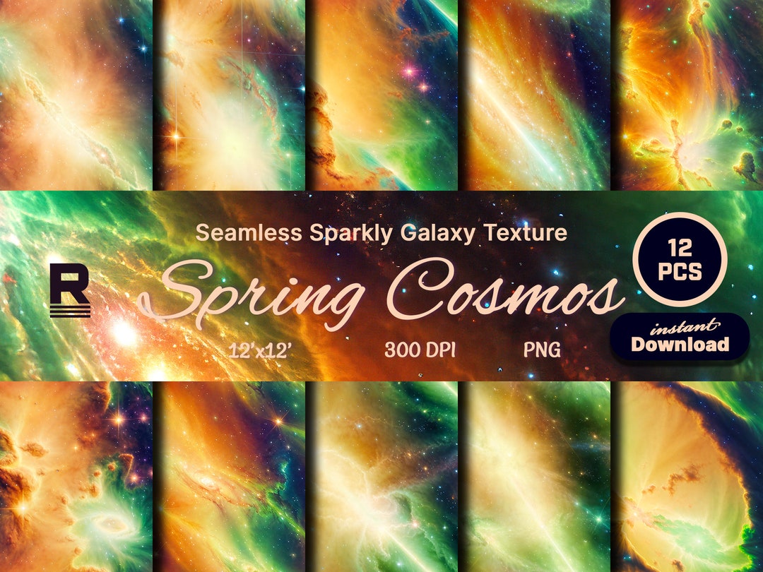Spring Nebula Galaxy Textures Seamless Yellow & Green Cosmic - Etsy