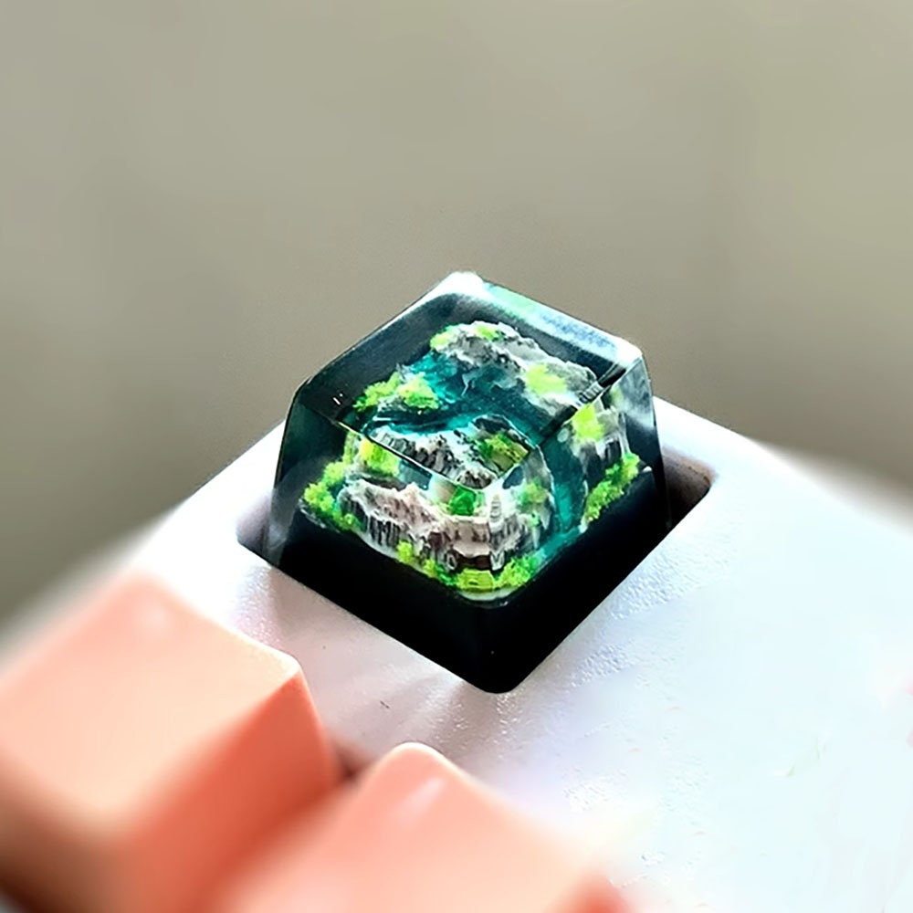 River in Mountain Scenery Landscape Custom Keycap Handmade High Quality ...