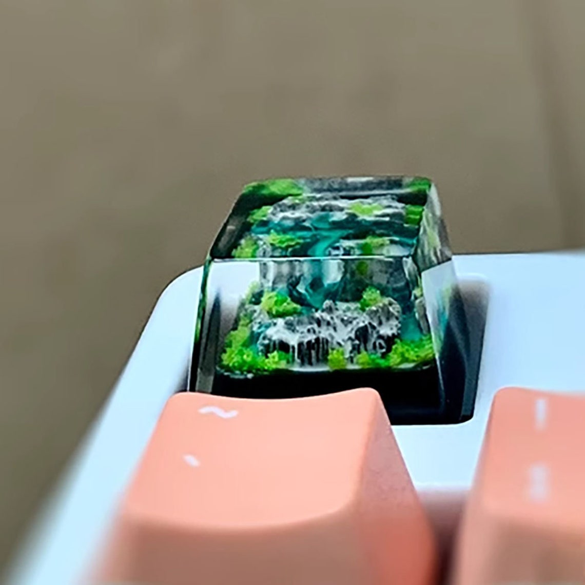 River in Mountain Scenery Landscape Custom Keycap Handmade High Quality ...
