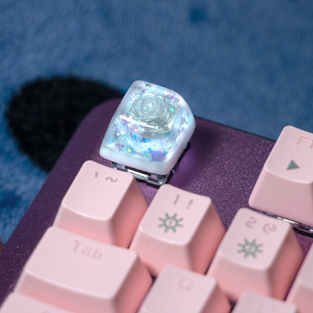 Crystal Rose Ice Rose Transparent Forest Custom Keycap Handmade High ...