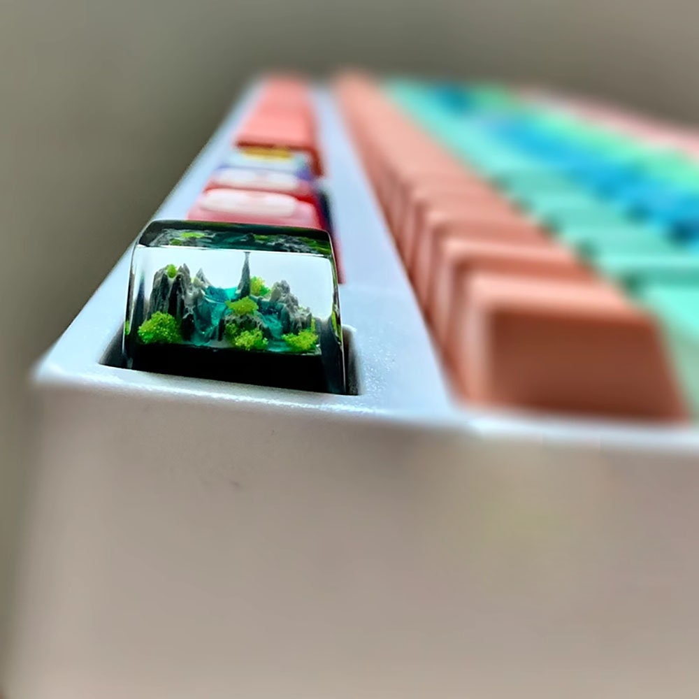 River in Mountain Scenery Landscape Custom Keycap Handmade High Quality ...