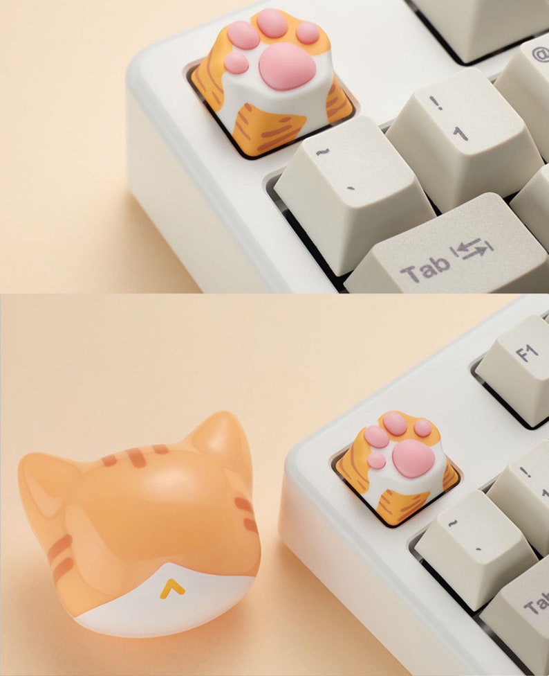 Cute Cat Paws Custom Keycaps Mystery Box Handmade Unique Animation Personalized Mechanical ...