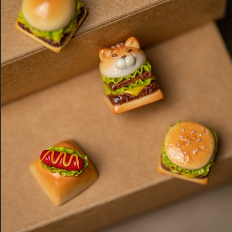 Burger Cheese Burger Puppy Head Burger Hotdog Custom Keycap High ...