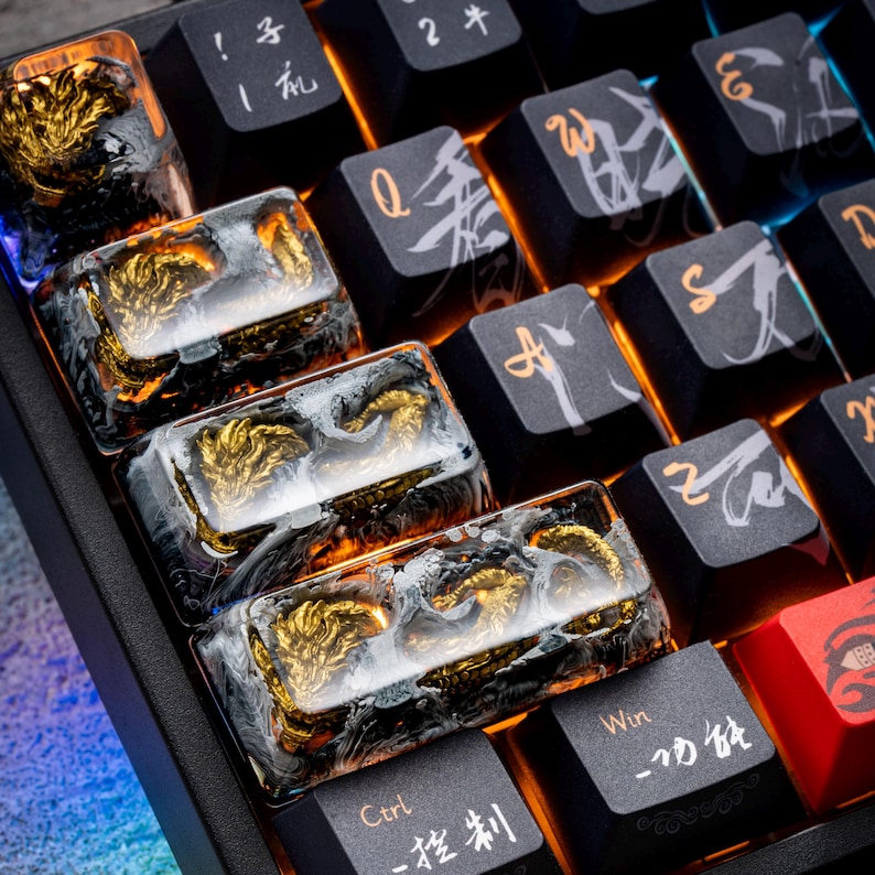 Black Gold Ancient Dragon Shen Long Mytho Creatures Custom Keycaps ...