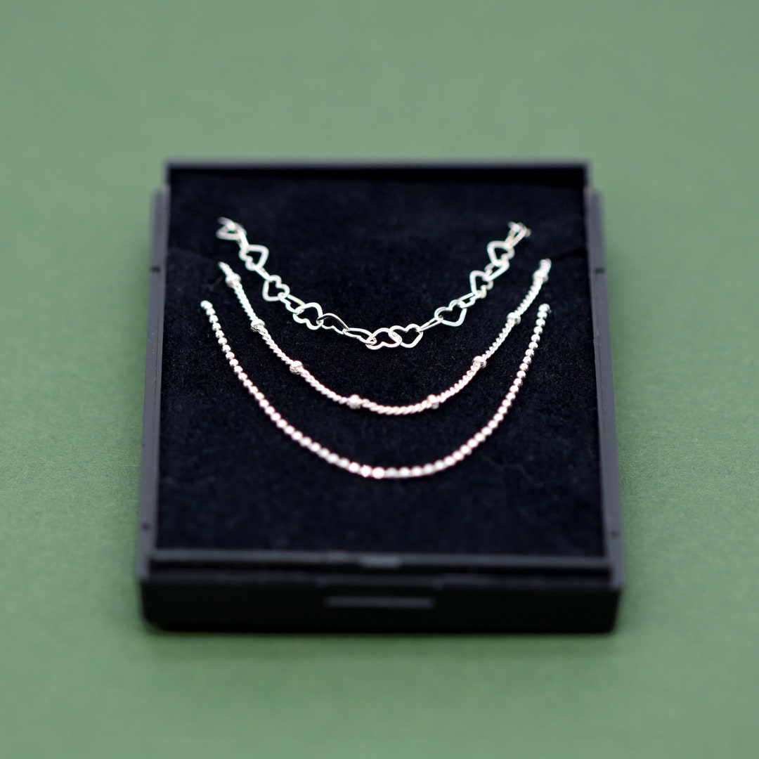 Gift Boxed Sterling Silver Bracelets, Mixed Chain Bracelet Set ...