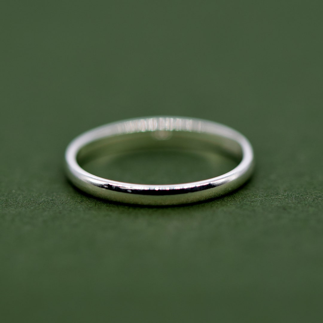 925 Sterling Silver 2mm Ring Band, Classic Silver Band, Minimalist Silver Jewellery, Unisex Ring ...
