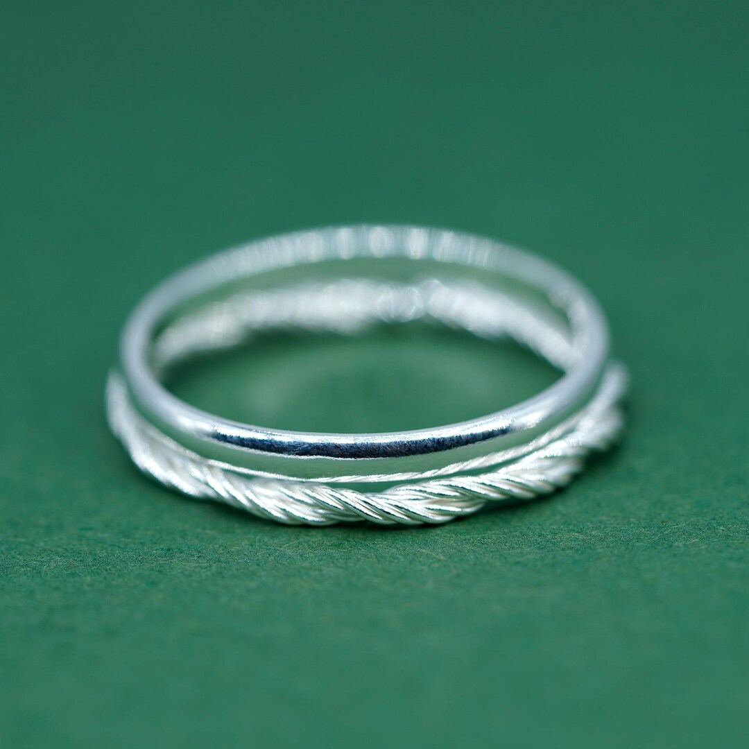 Set of 2 Sterling Silver Ring, Spacer Rings, Silver Stackable Rings ...
