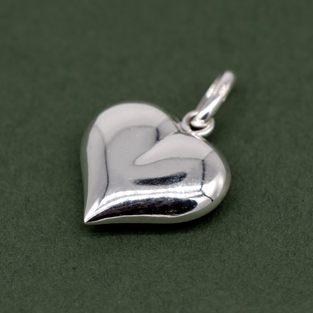 Genuine 925 Sterling Silver Puffed Heart Pendant - Etsy