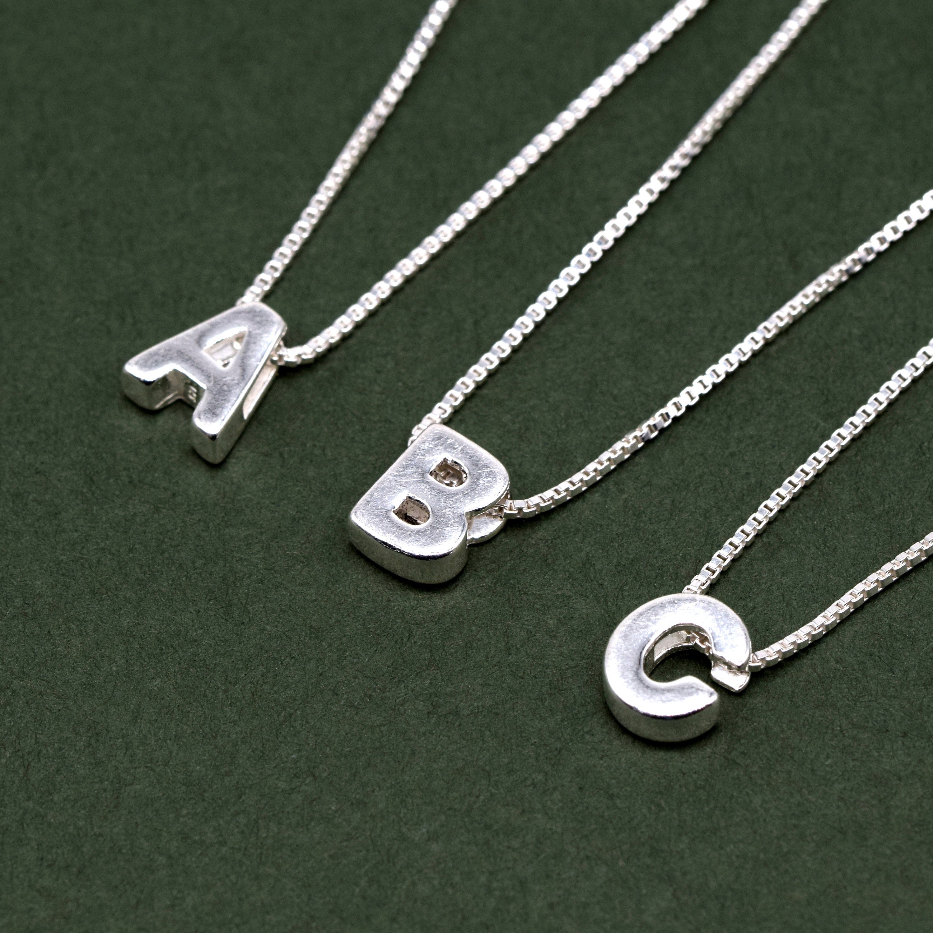 Personalised Sterling Silver Initial Necklace, Custom Letter Charm ...