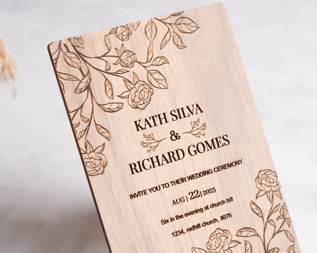 Custom Wedding Invitation - Wood Invitation - Rustic Wedding Invitation ...
