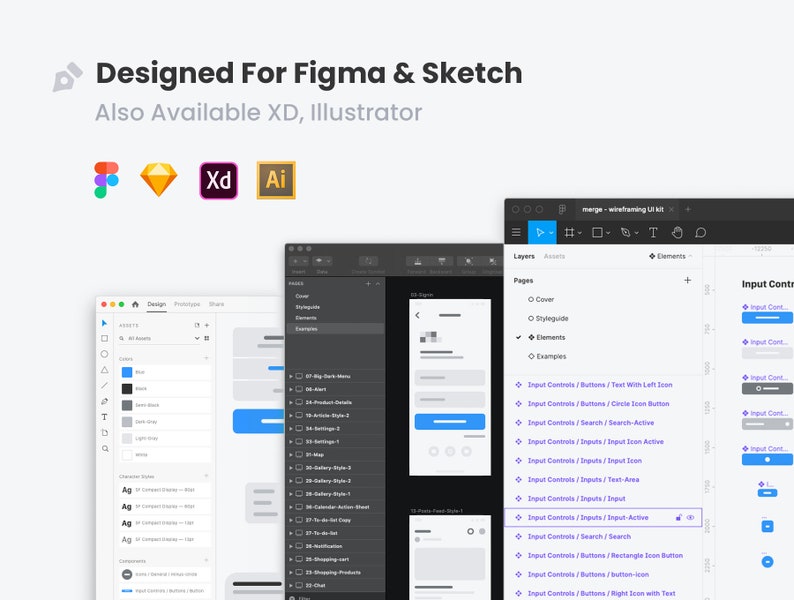 Merge Wireframing UI Kit - Etsy