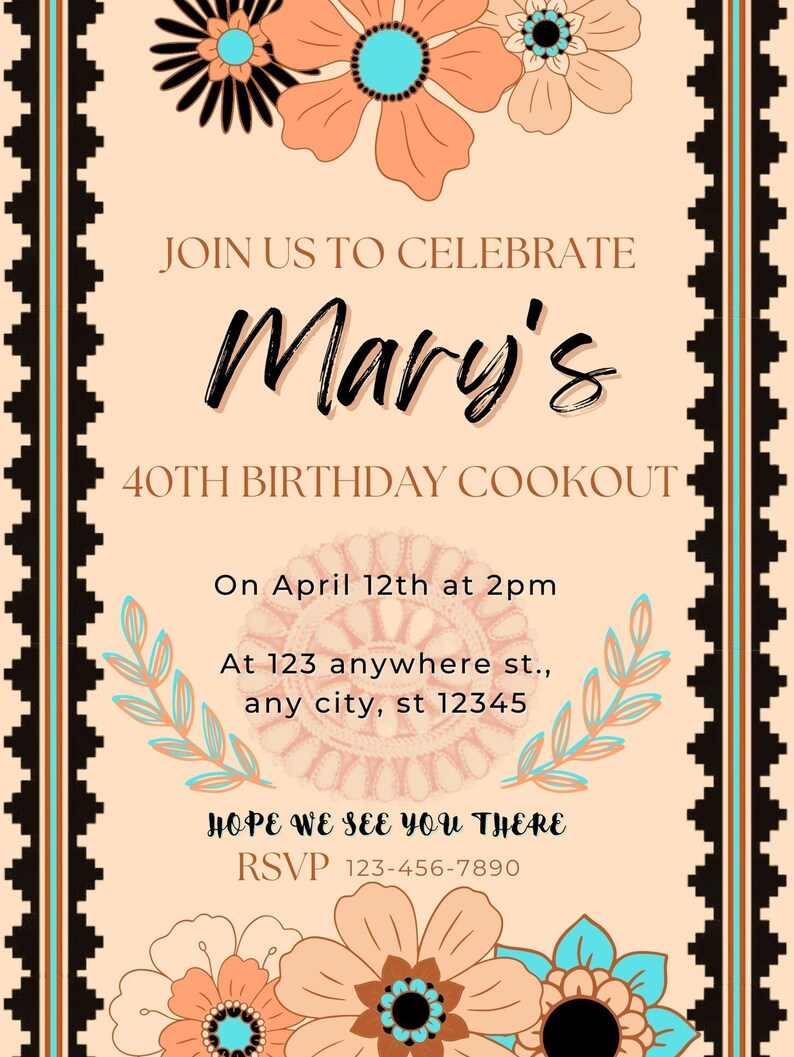 Navajo Theme Invitation Template - Etsy