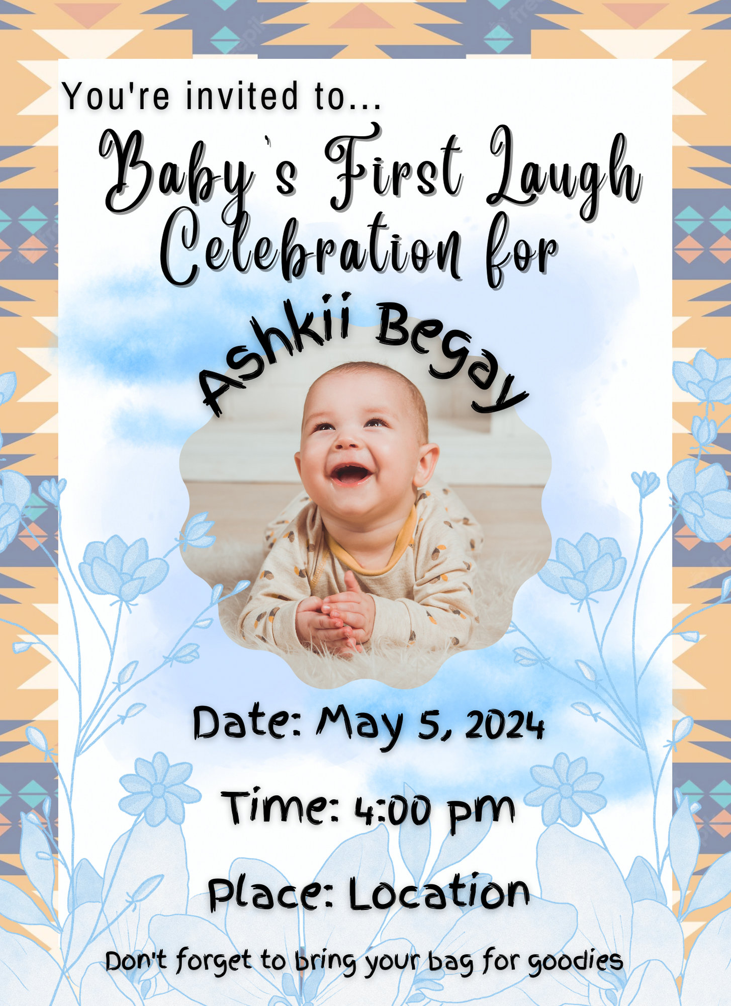 Navajo Baby Boys First Laugh Invitation - Etsy