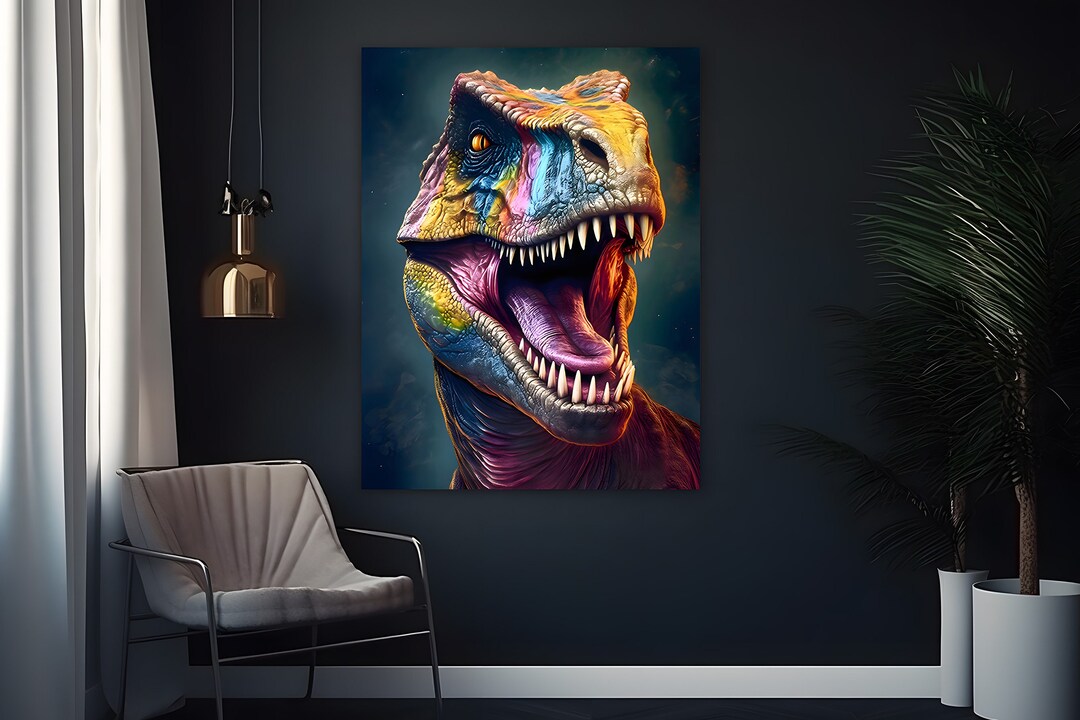 Poster to Print of a Roaring T-rex All Color, Perfect Illustration for ...