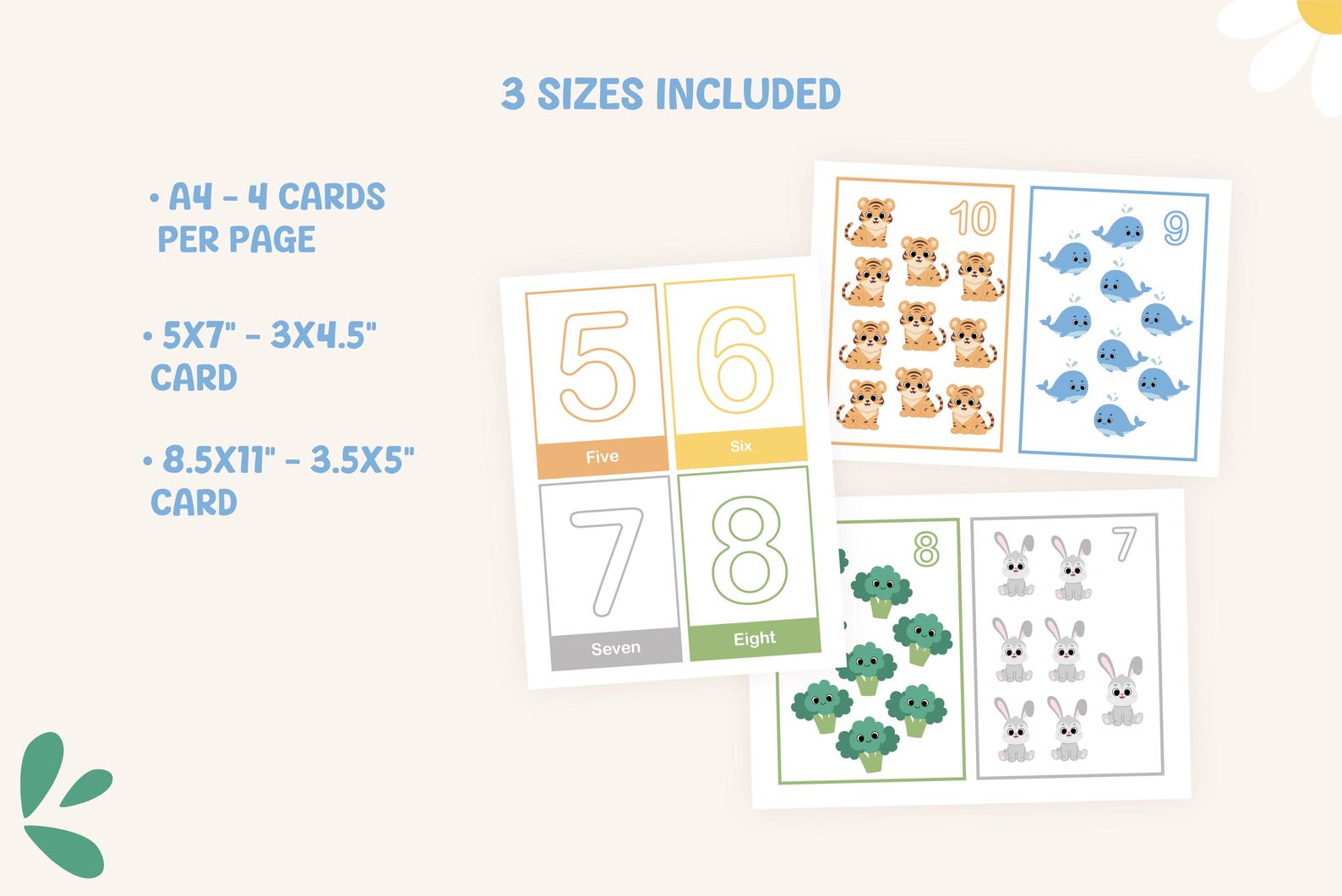 Numbers Flash Cards, Printable Learning Cards, Counting Flash Cards ...