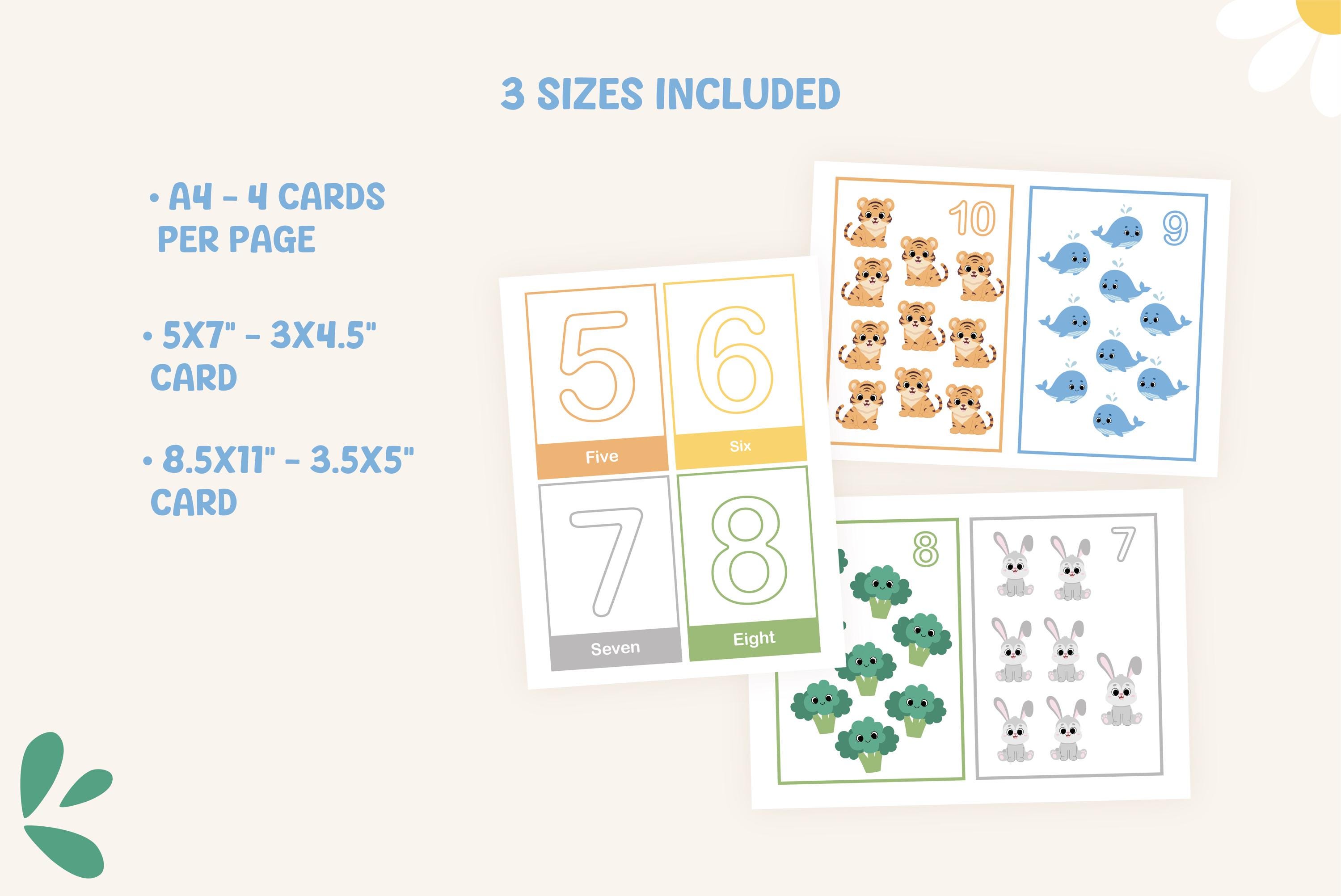 Numbers Flash Cards, Printable Learning Cards, Counting Flash Cards ...