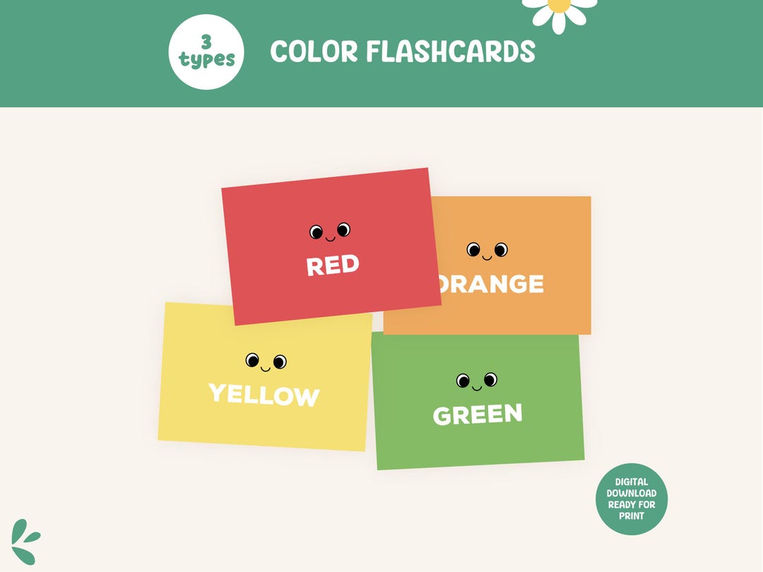 Color Flashcards for Kids, Printable Learning Cards, Educational ...