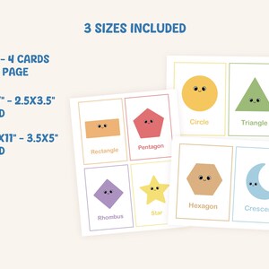 Shapes Flashcards, Printable Shape Cards for Kids, Early Learning Set ...