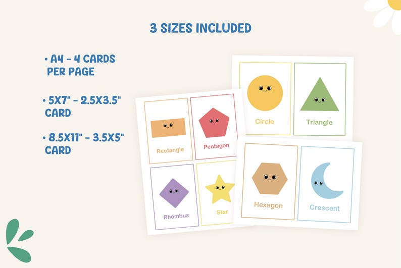 Shapes Flashcards, Printable Shape Cards for Kids, Early Learning Set ...