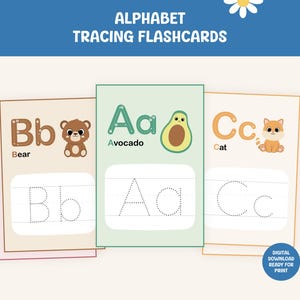 Alphabet Learning, ABC Tracing Cards With Animals & Objects, A-Z ...