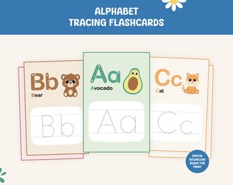 Watercolor A-Z Alphabet Tracing Cards Educational Flashcards for ...