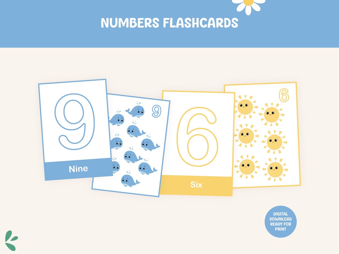 Numbers Flash Cards, Printable Learning Cards, Counting Flash Cards ...
