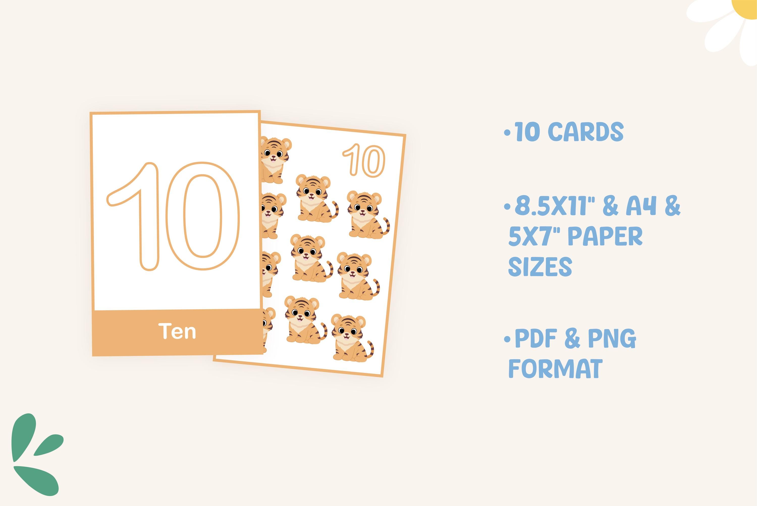 Numbers Flash Cards, Printable Learning Cards, Counting Flash Cards ...