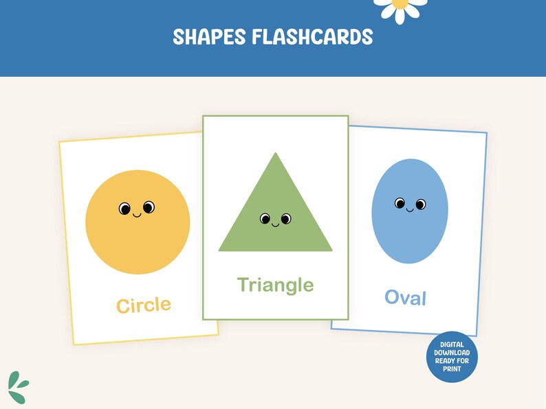 Shapes Flashcards, Printable Shape Cards for Kids, Early Learning Set ...