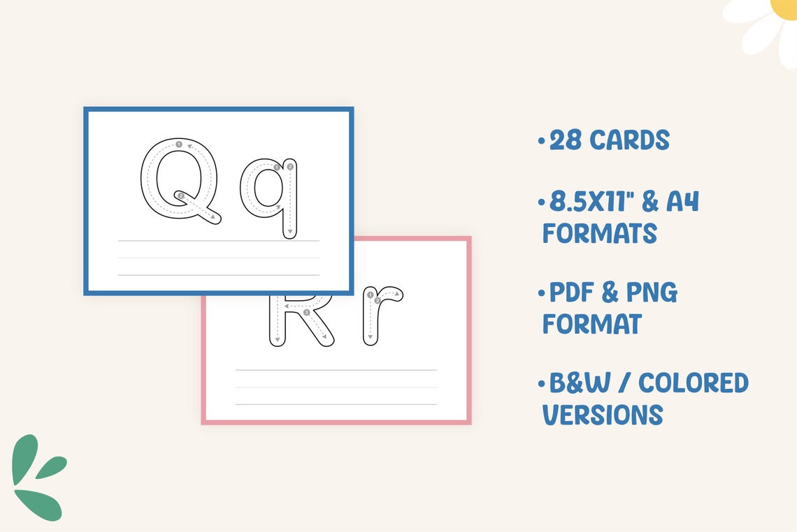 Alphabet Tracing Cards, A-Z Printable for Kids, ABC Learning Flashcards ...