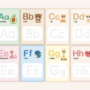 Alphabet Learning, ABC Tracing Cards With Animals & Objects, A-Z ...