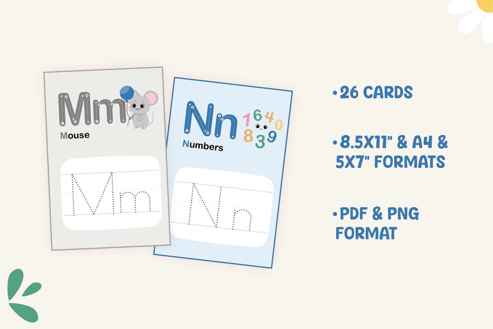 Alphabet Learning, ABC Tracing Cards With Animals & Objects, A-Z ...