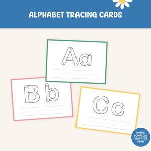Alphabet Tracing Cards, A-Z Printable for Kids, ABC Learning Flashcards ...