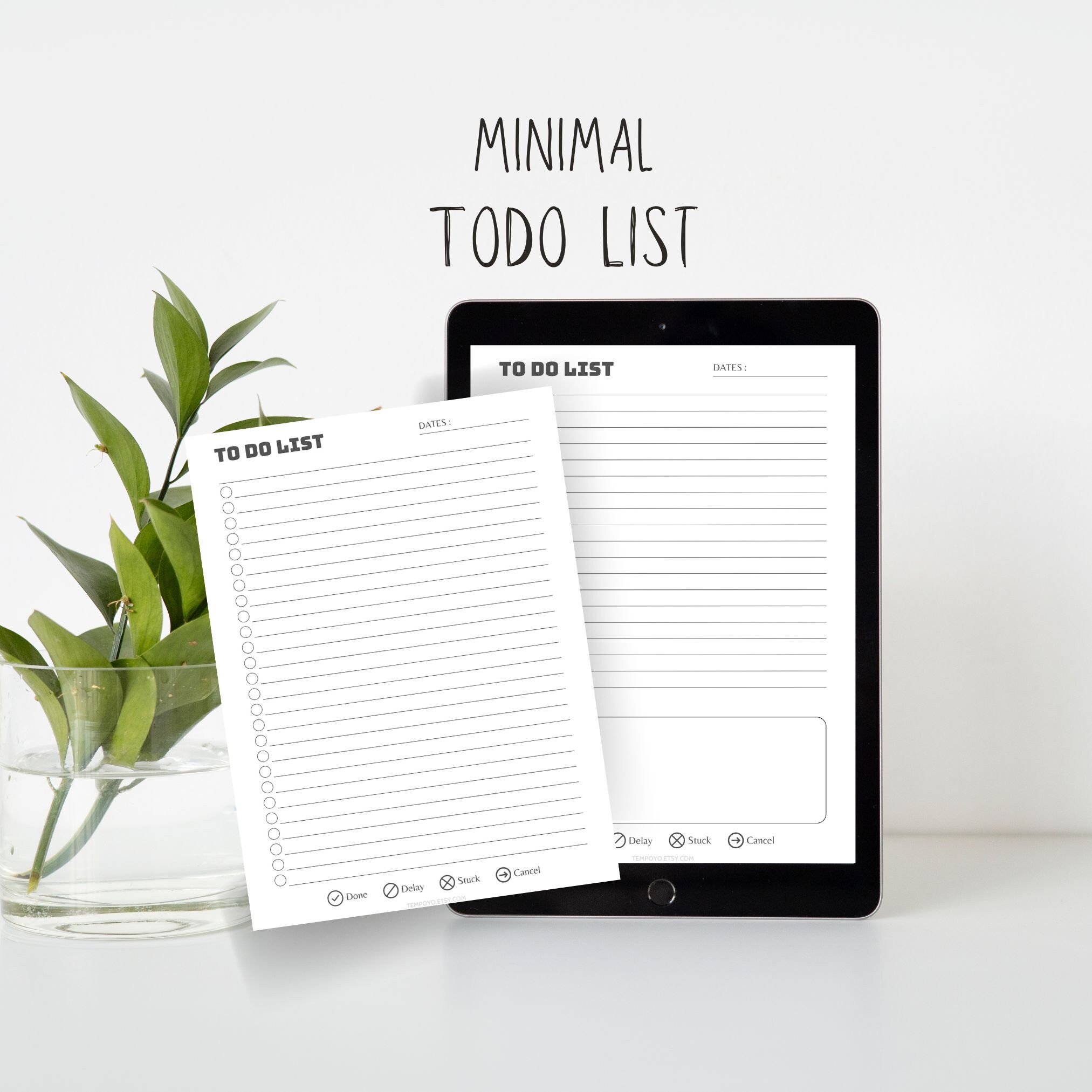 Minimal to Do List Printable, Simple Tasks List Template, Productivity ...